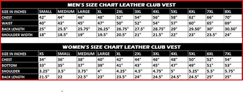 Custom Jacket/Vest Size Charts – Rebel Reaper Clothing Company
